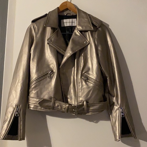 Calvin Klein | Jackets & Coats | Calvin Klein Pewter Moto Jacket | Poshmark